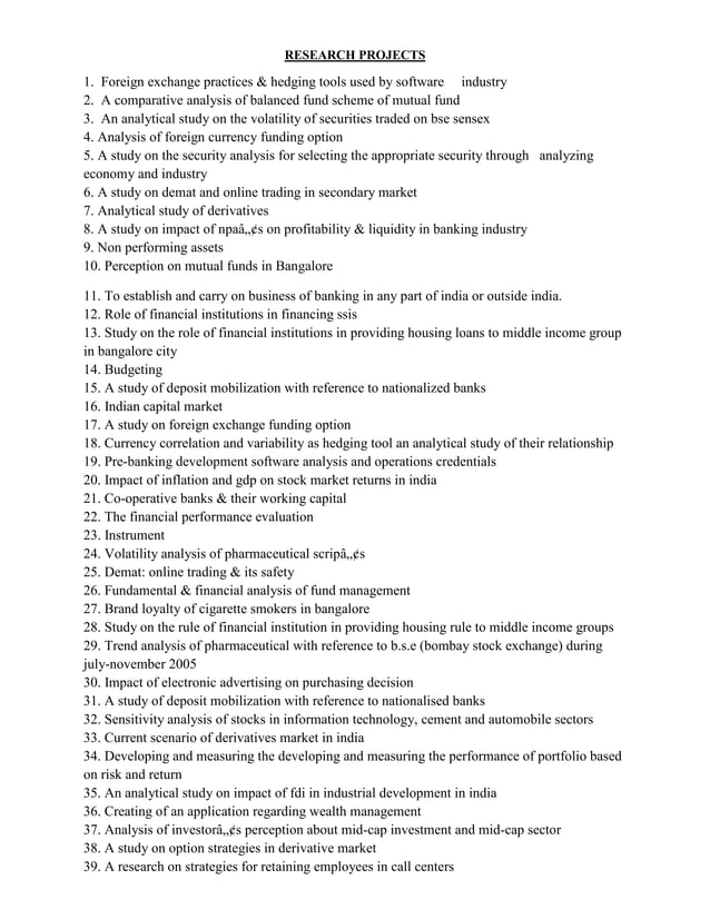 Project titles for mba research project | DOCX | Business Accounting ...