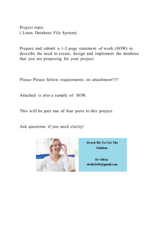 Project topic ( Linux Database File System)Prepare and submi | PDF