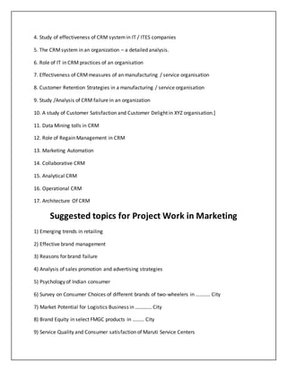 Project topics for pgdba all | DOCX