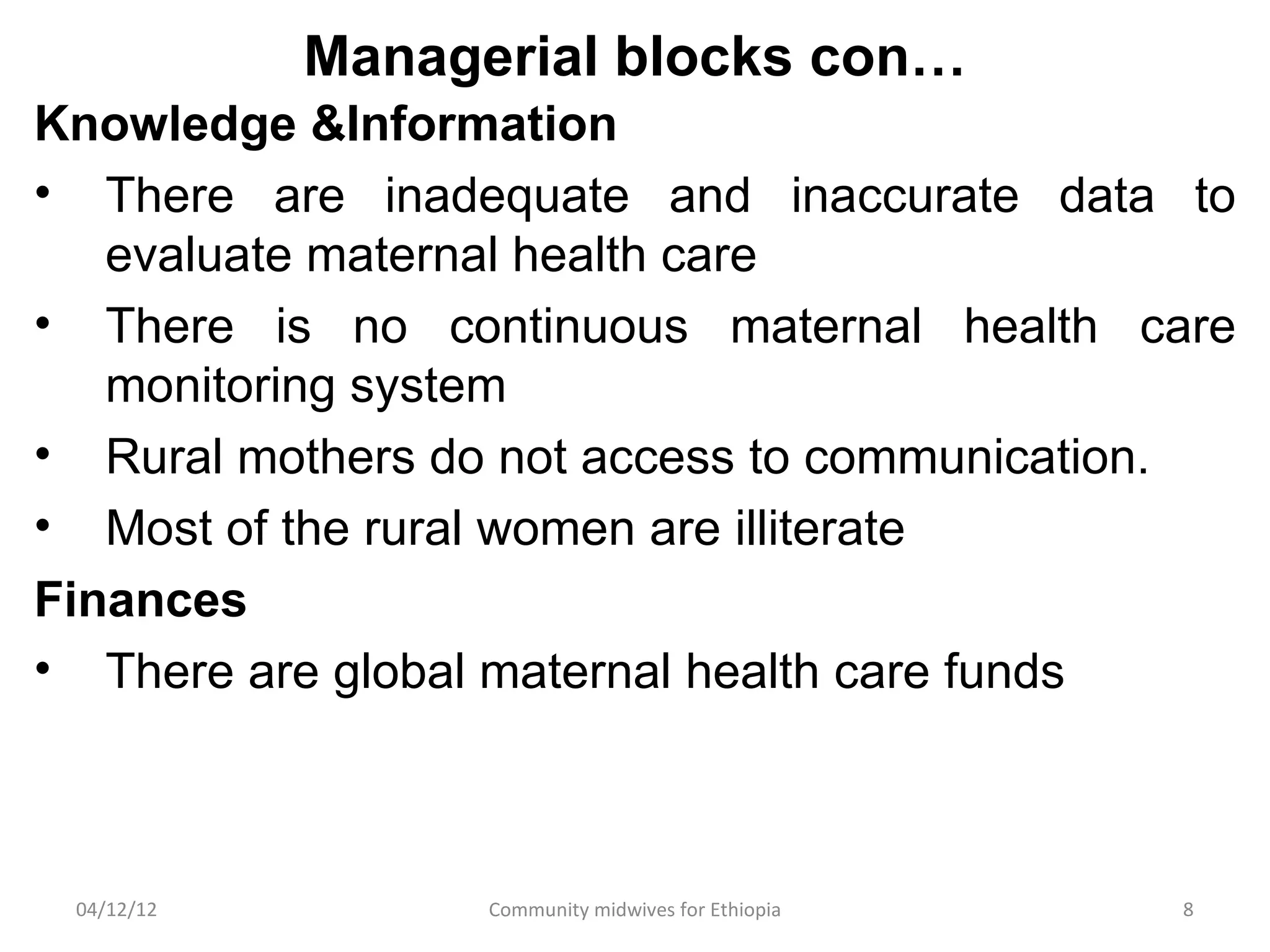 Project to reduce maternal mortality in ethiopia | PPT