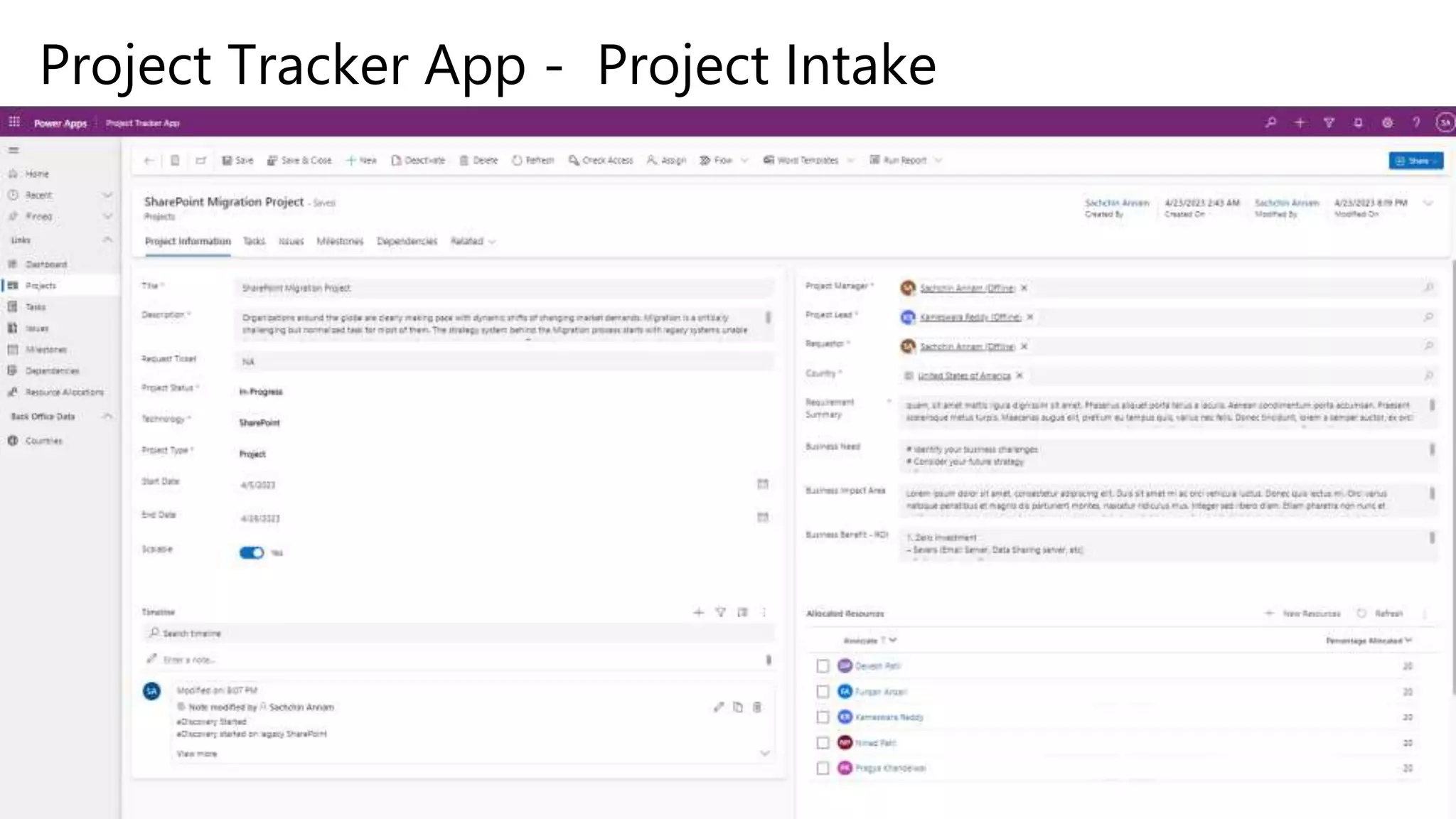 Project Tracker App - Model Driven Apps | PPTX