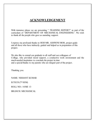 Project training report | PDF