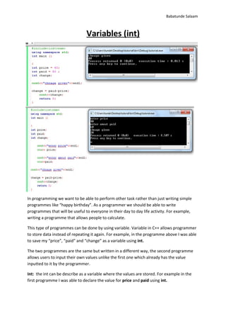 Project two c++ tutorial | DOC