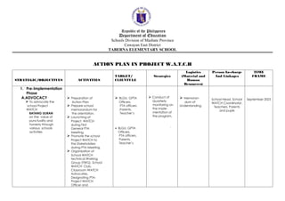 Project W.A.T.C.H. ACTION PLAN.docx of Taberna Elementary School | DOCX