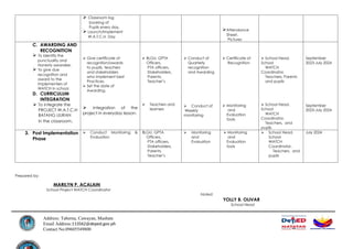 Project W.A.T.C.H. ACTION PLAN.docx of Taberna Elementary School | DOCX