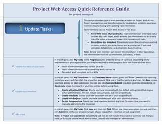 Project Web Access Quick Reference Guide For Team Members | DOCX