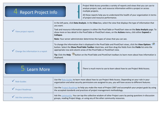 Project Web Access Quick Reference Guide For Team Members | DOCX