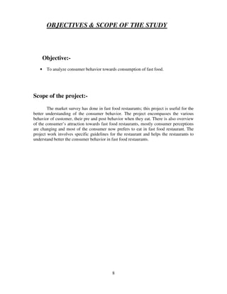 Project Work on fast food restaurants | PDF