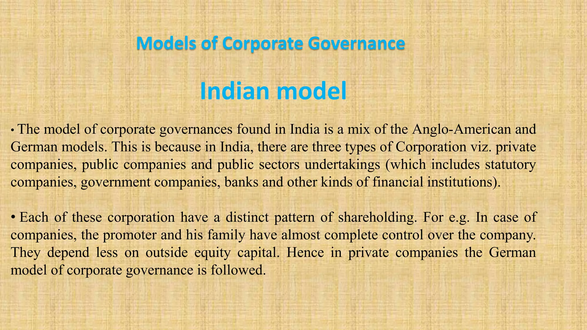 Two models of corporate Governance | PPTX
