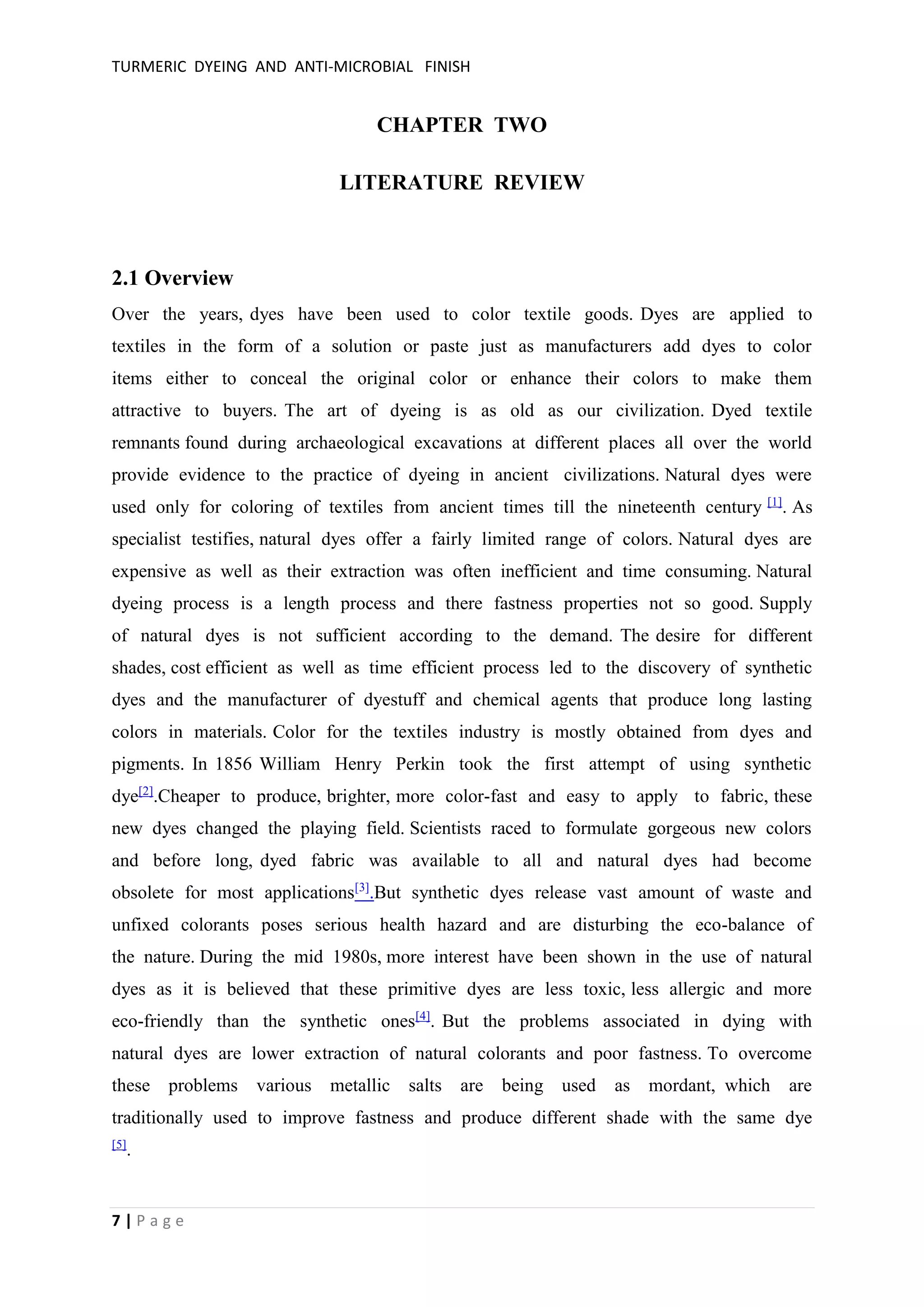 A Project work on Natural Dyeing of Cotton Fabric using Turmeric (Curcuma longa) and ...