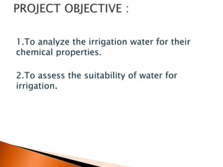 irrigation water quality analysis parameters | PPTX
