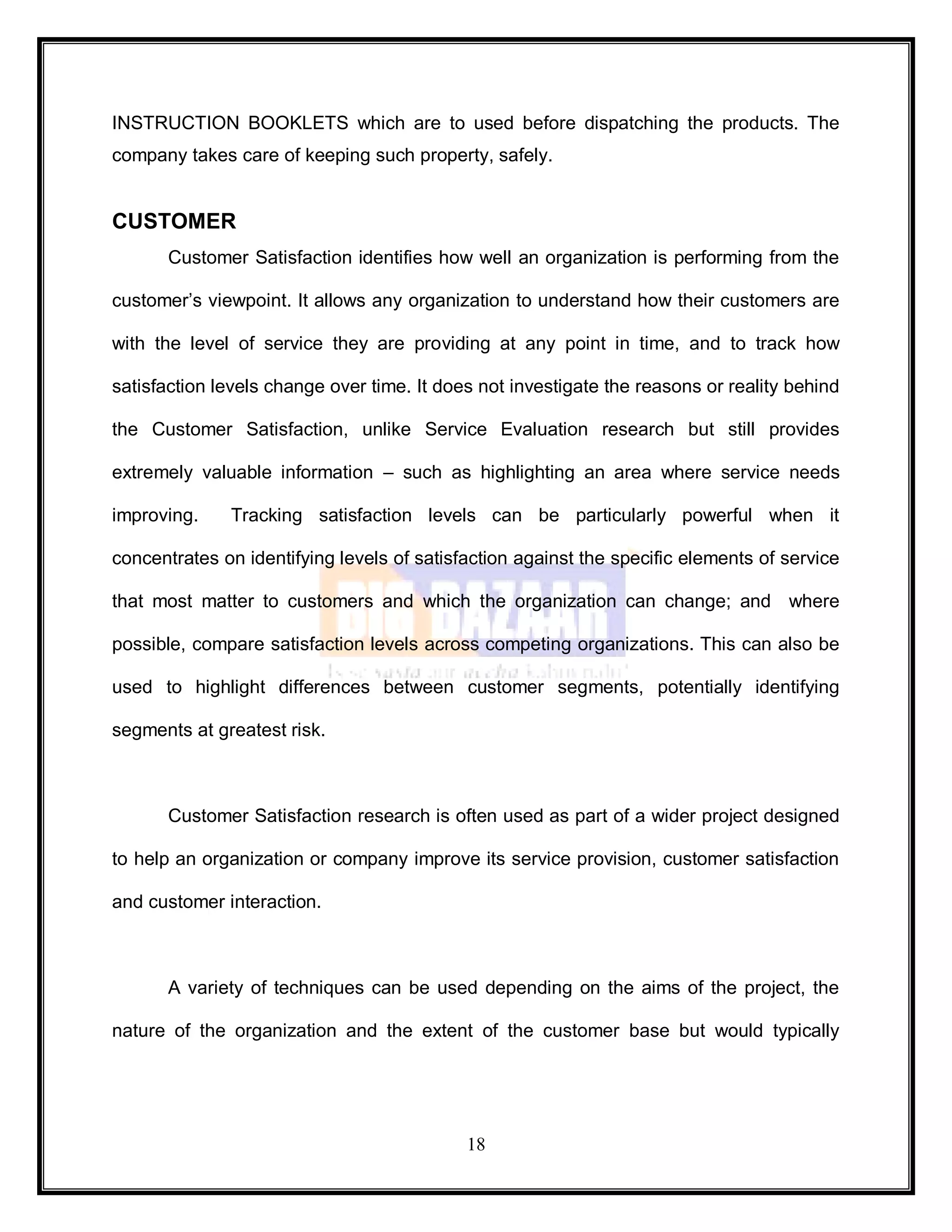 Project work customer satisfaction(1)(1) | PDF