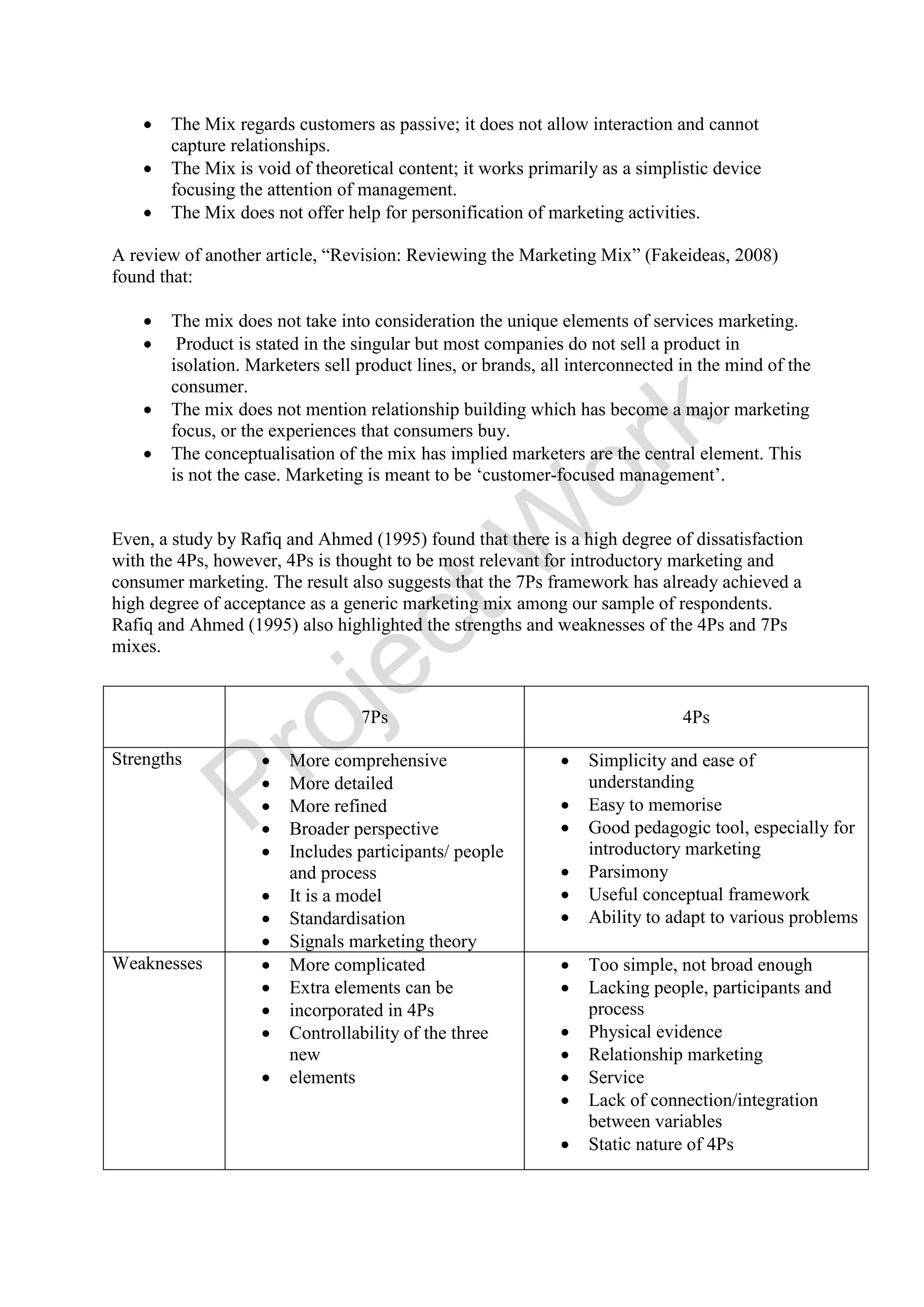 Project Work Marketing Mix | PDF