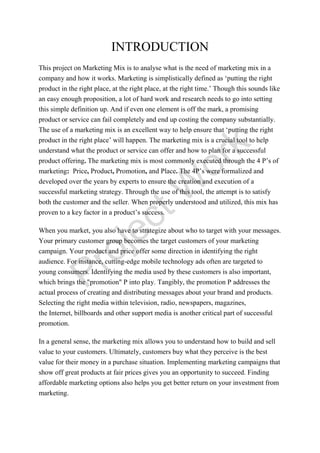 Project Work Marketing Mix | PDF