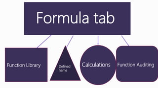 MS Excel formula tab slides | PPTX