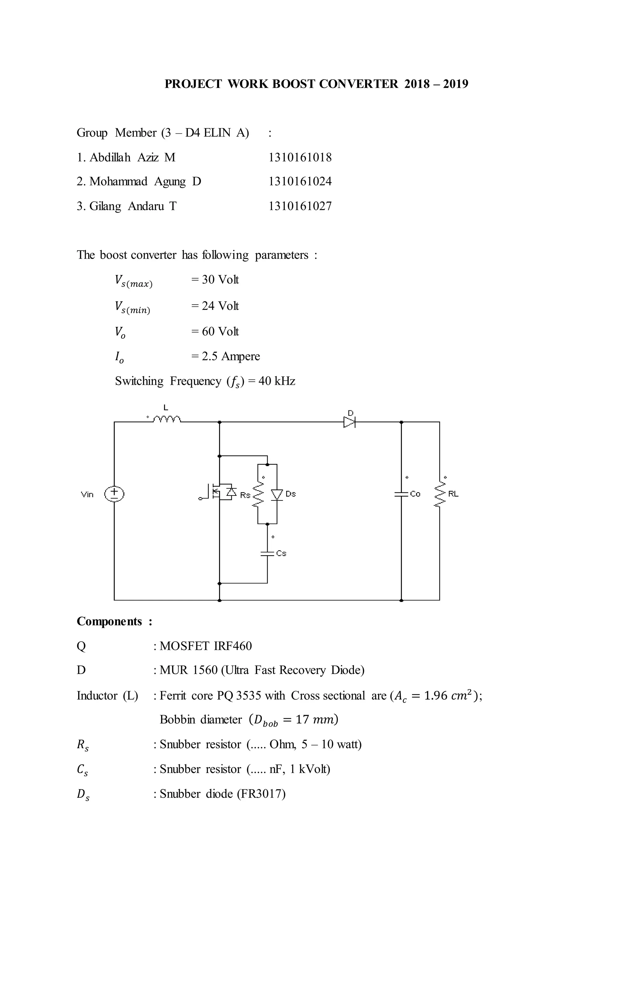 Project work boost converter | PDF