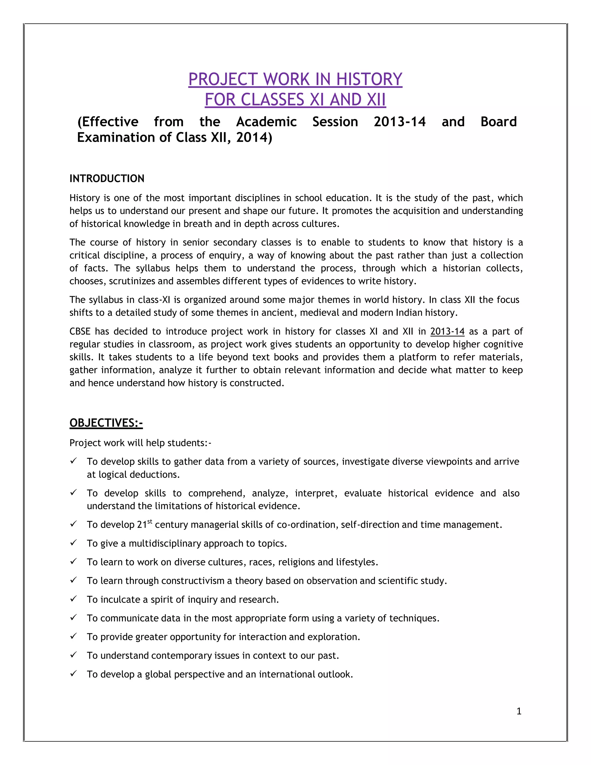 Project work history_xii_cbse | PDF