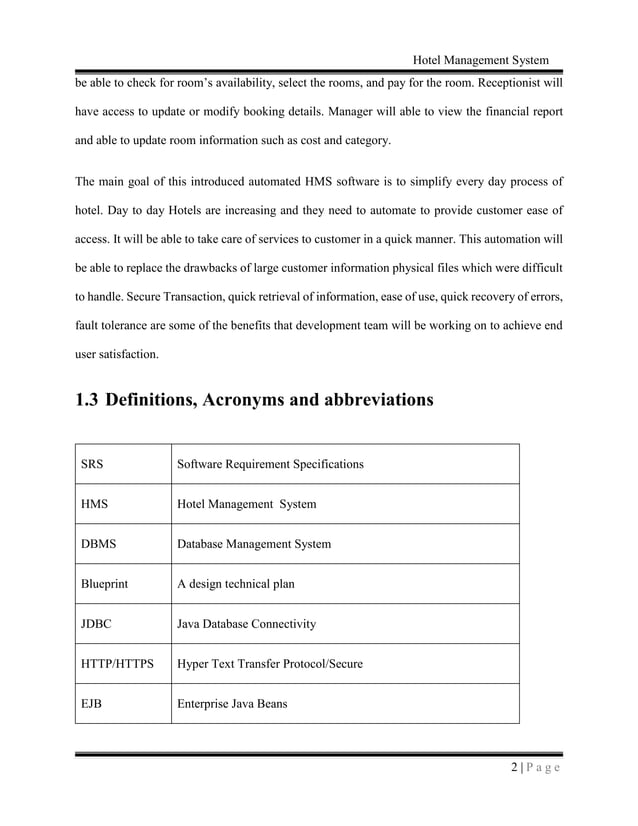 Hotel Management System SRS | PDF | Databases | Computer Software and Applications