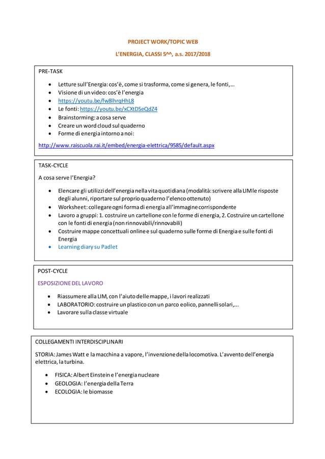 Project work l'energia classi 5^ | PDF