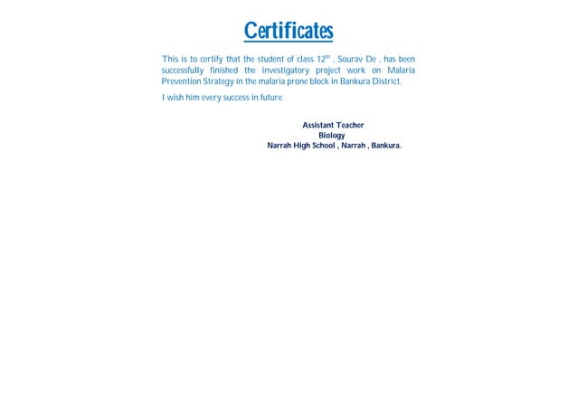 Project work malaria class 12_ HS biology project | PDF | Infectious ...