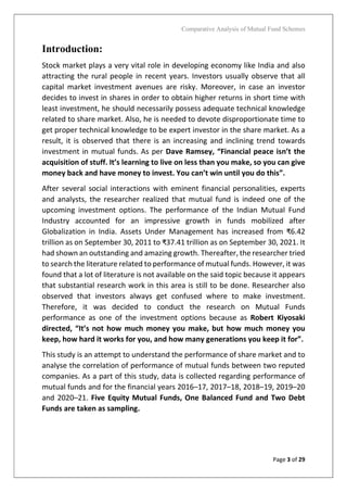Project work on mutual funds | PDF