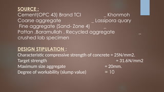 Use of Recycled concrete as aggregates in PCC | PPTX