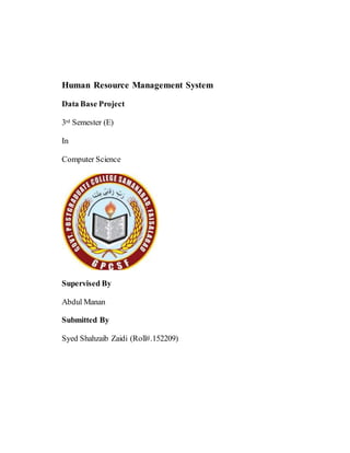 human resource management Project file | DOCX