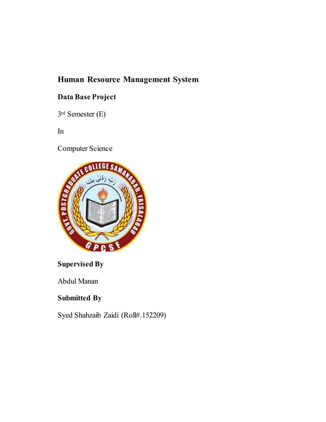 human resource management Project file | DOCX