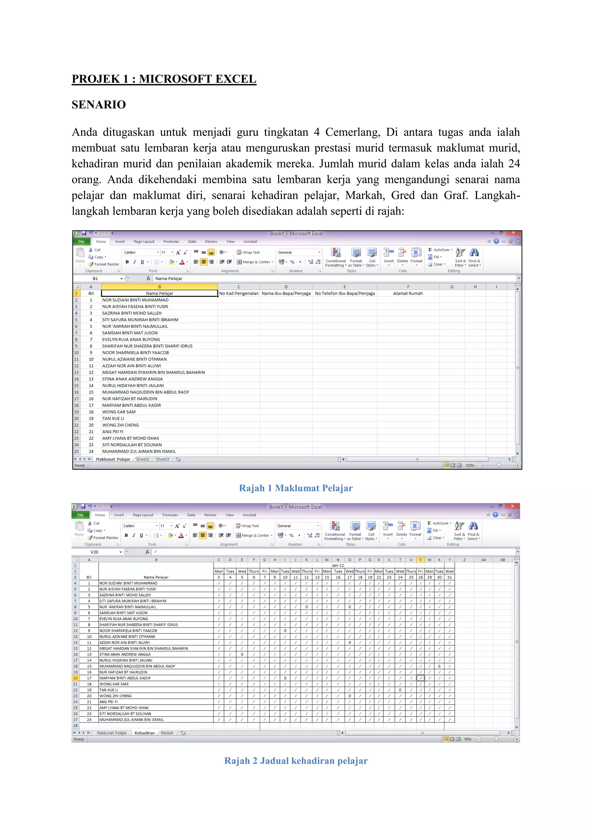 Projek Microsoft Excel : Membina Lembaran Kerja | PDF