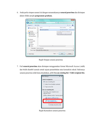 Projek 2 Microsoft Word : Kaedah Mail Merge | PDF