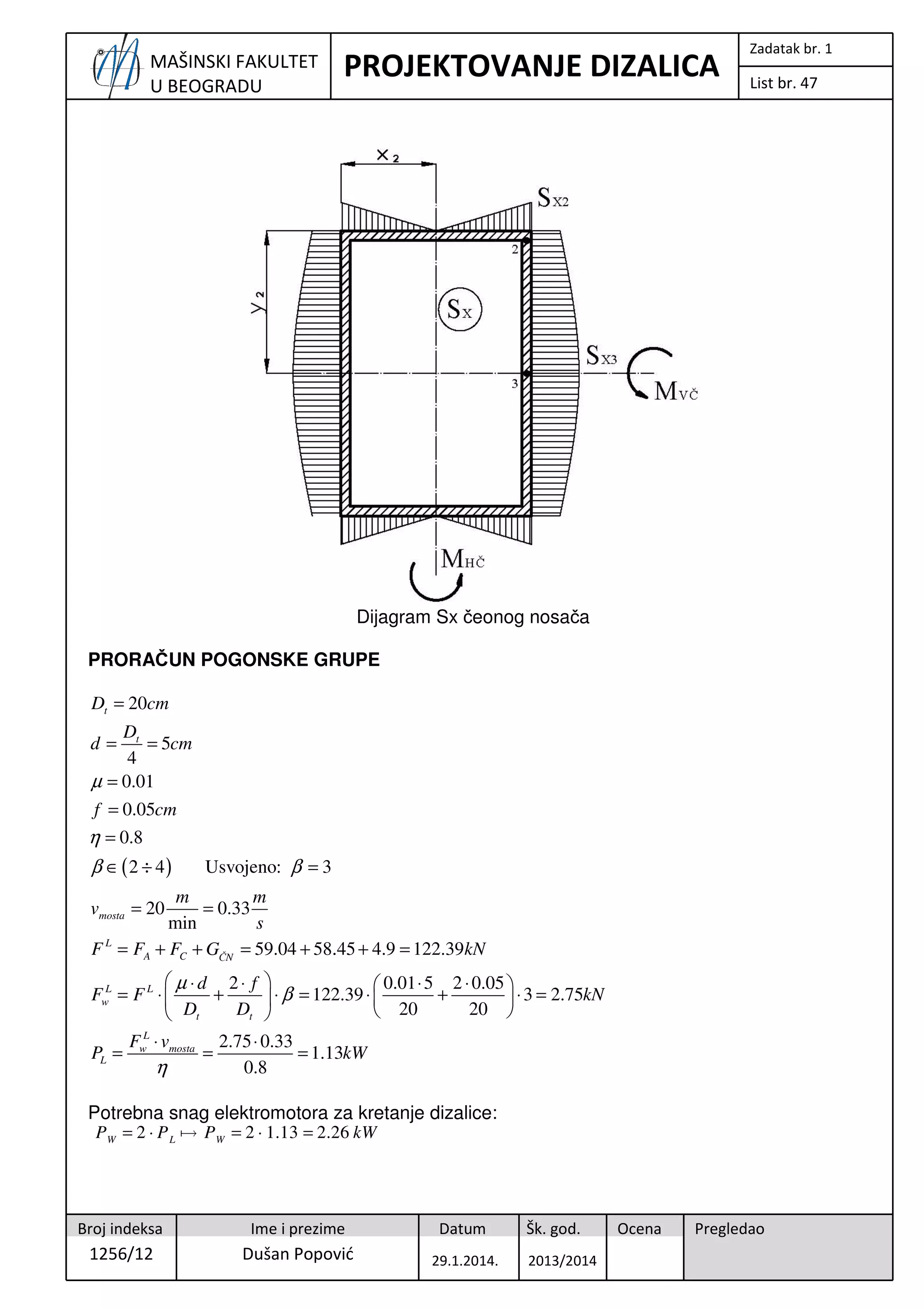 Projekat dizalice | PDF