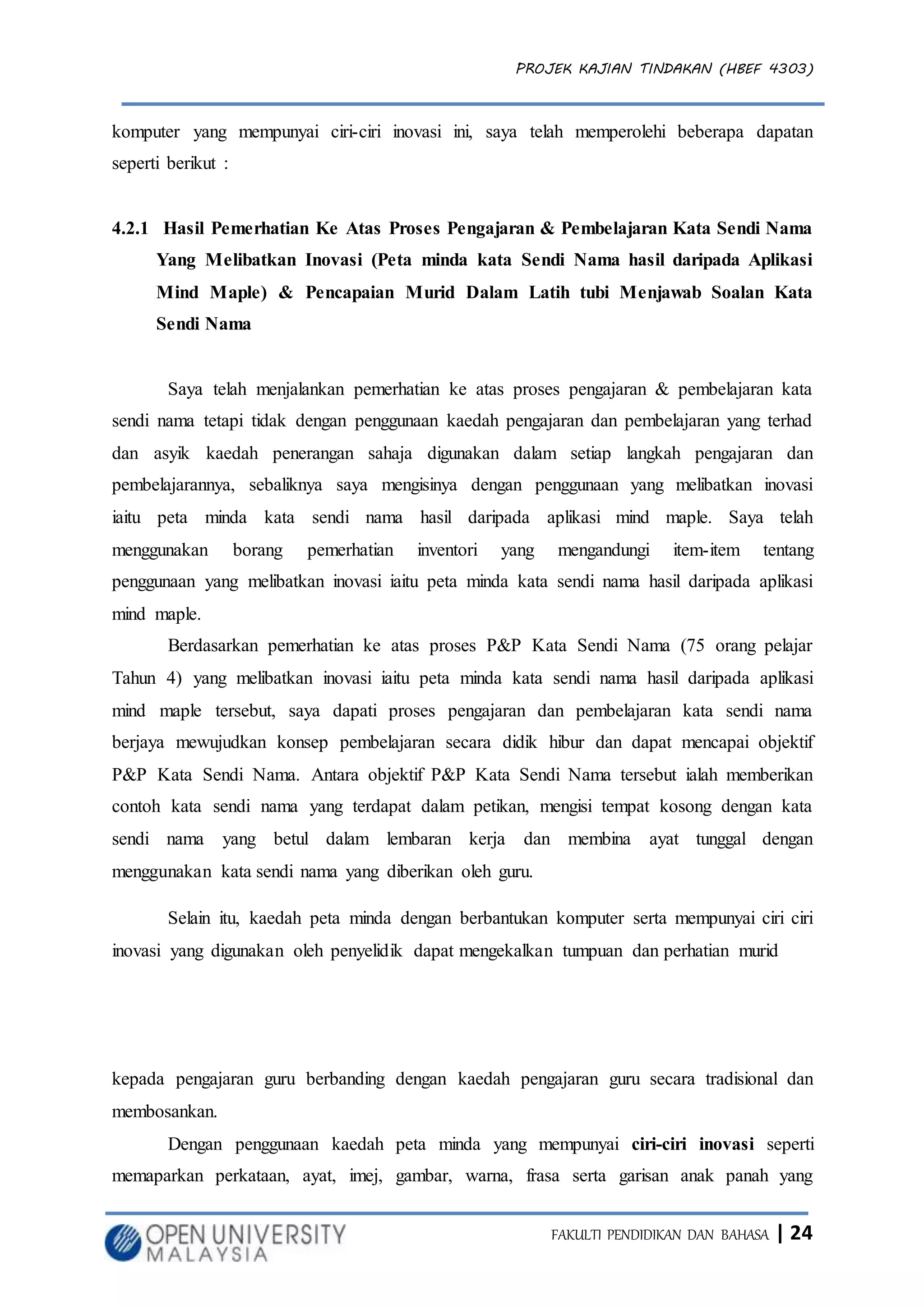 Projek kajian tindakan Norisah@Anisah Hj Anam | DOCX