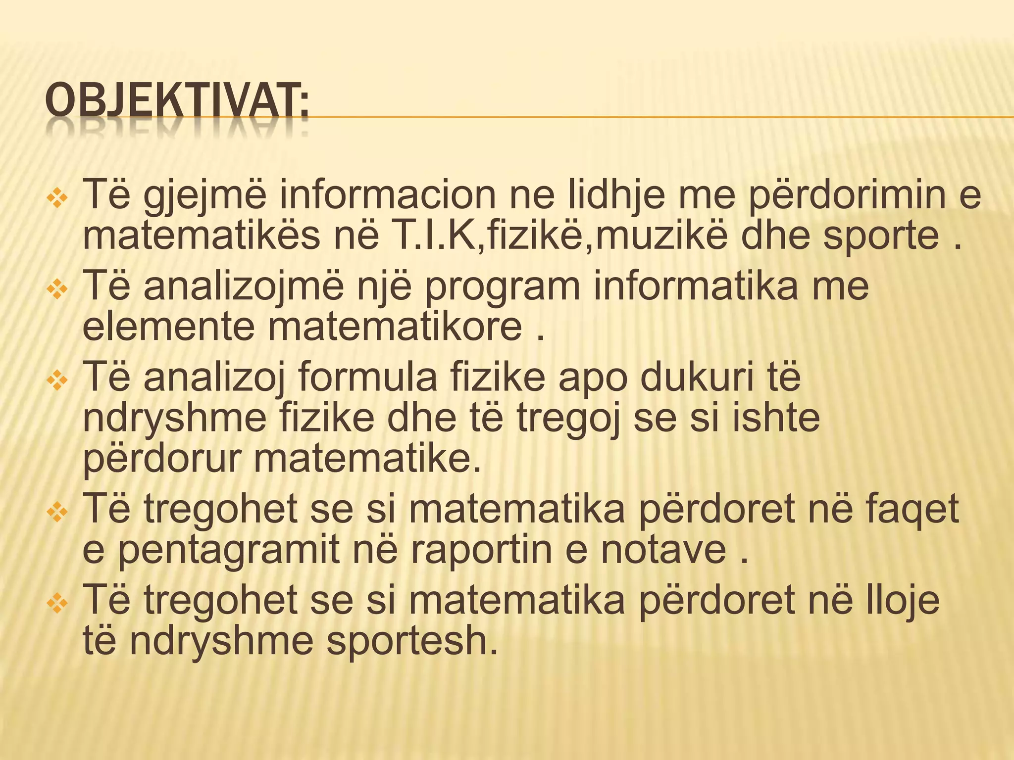 Lidhja e matematikes me lendet e tjera | PPTX