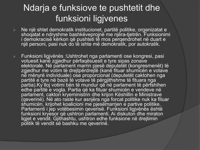 Ndarja e funksioneve te pushtetit | PPTX