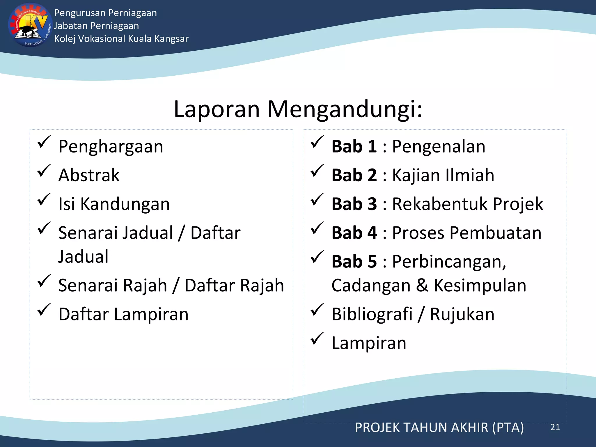Projek Tahun Akhir (PTA) PPN KVKK | PPT