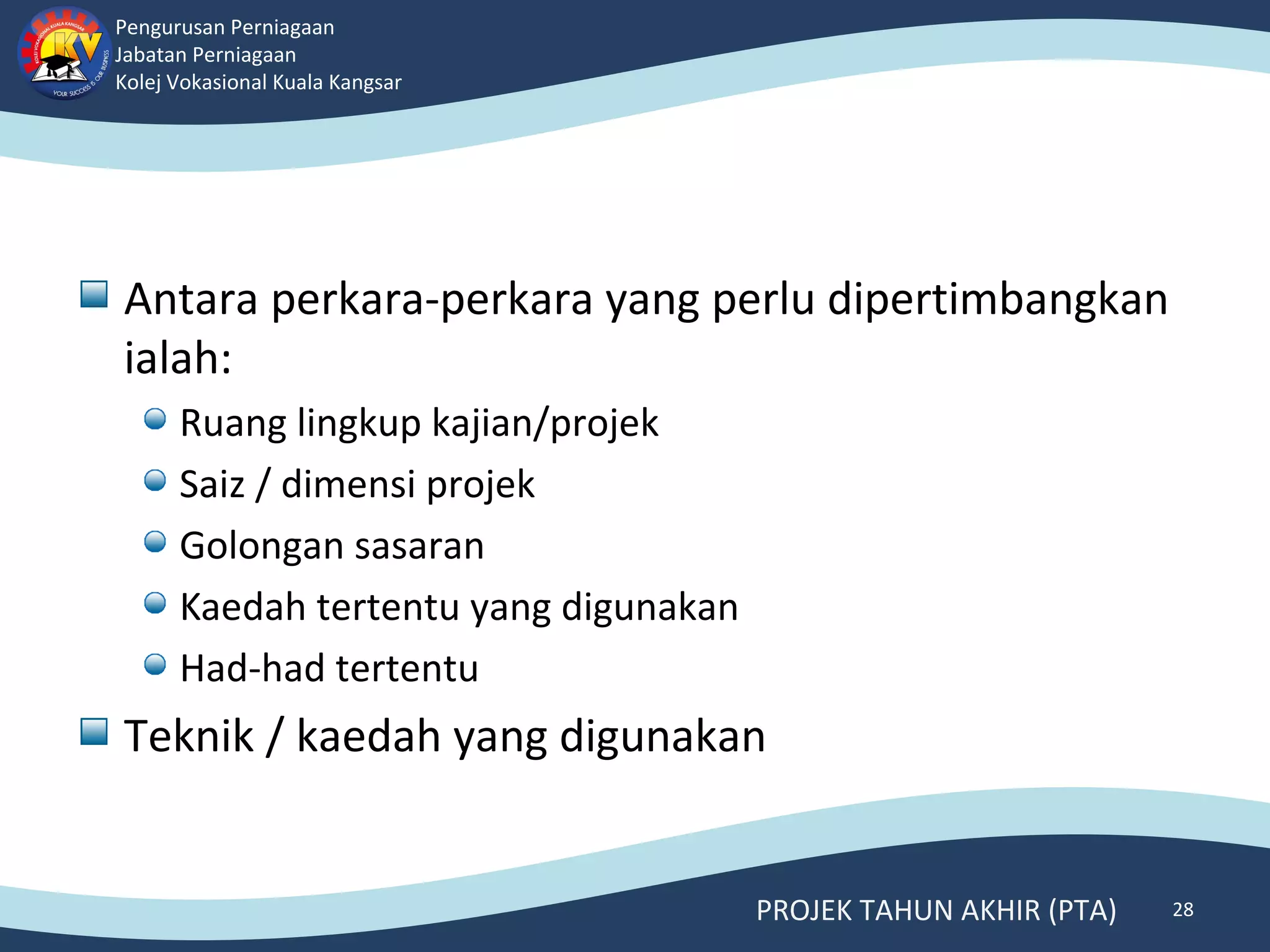Projek Tahun Akhir (PTA) PPN KVKK | PPT