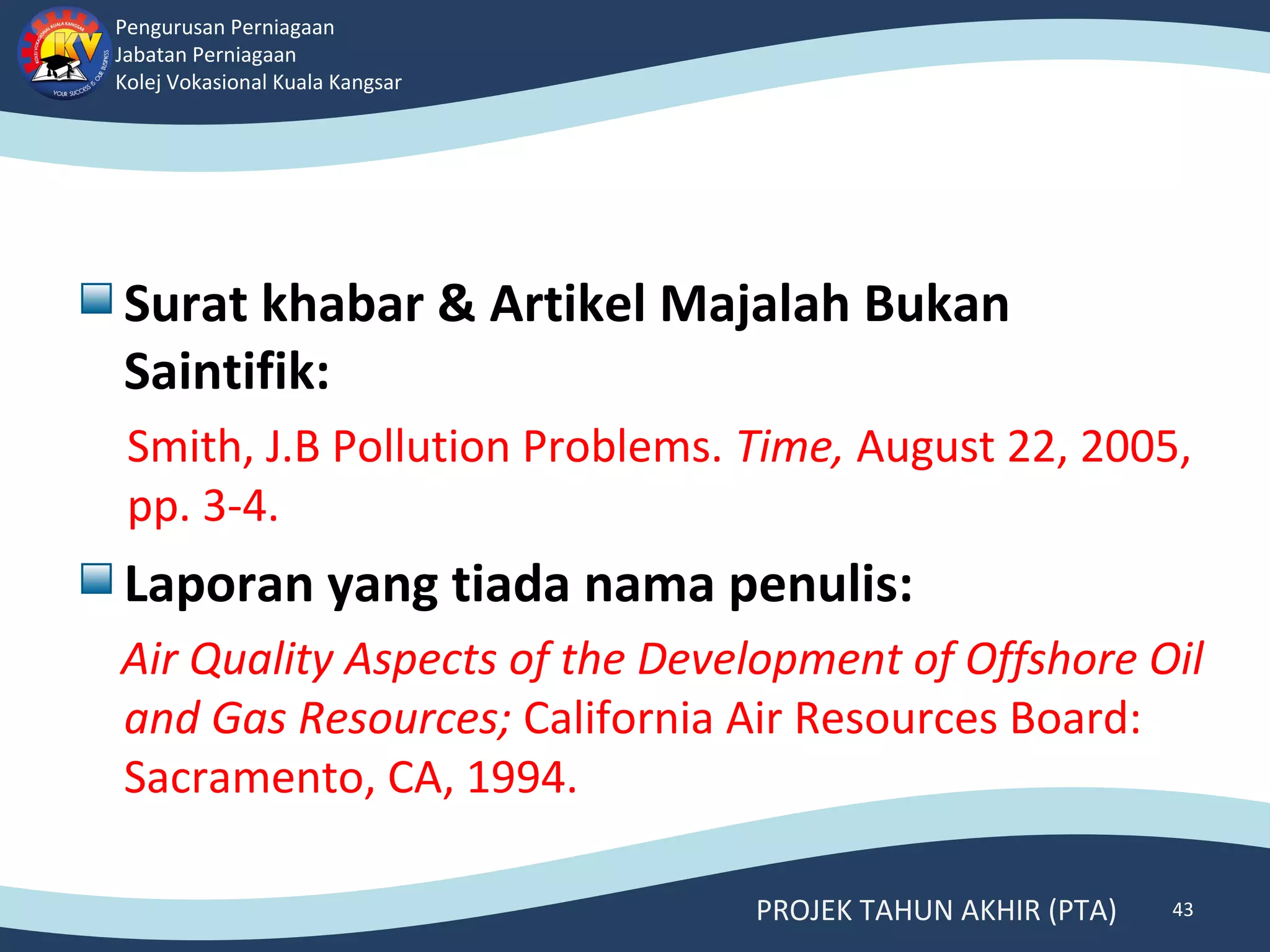 Projek Tahun Akhir (PTA) PPN KVKK | PPT