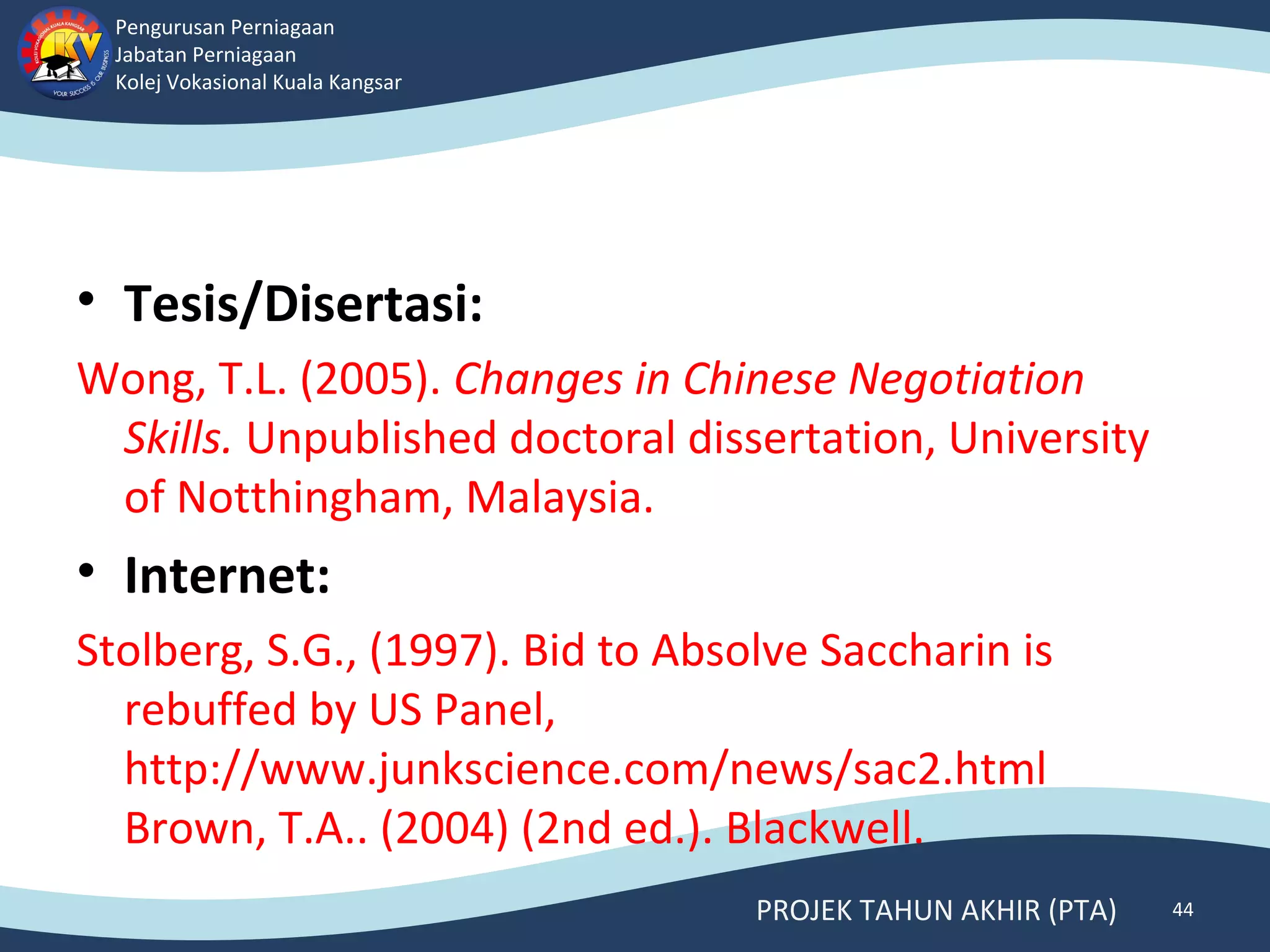 Projek Tahun Akhir (PTA) PPN KVKK | PPT