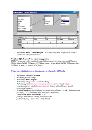 Projekt Bazy Danych | DOC | Databases | Computer Software and Applications