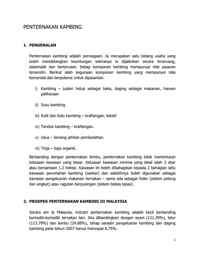 Projek ternakan kambing jbtn veterinar | PDF