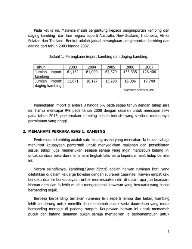 Projek ternakan kambing jbtn veterinar | PDF