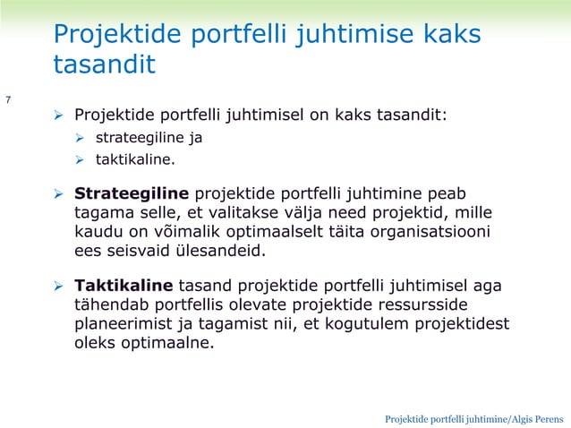Projektide portfelli juhtimine | PPTX