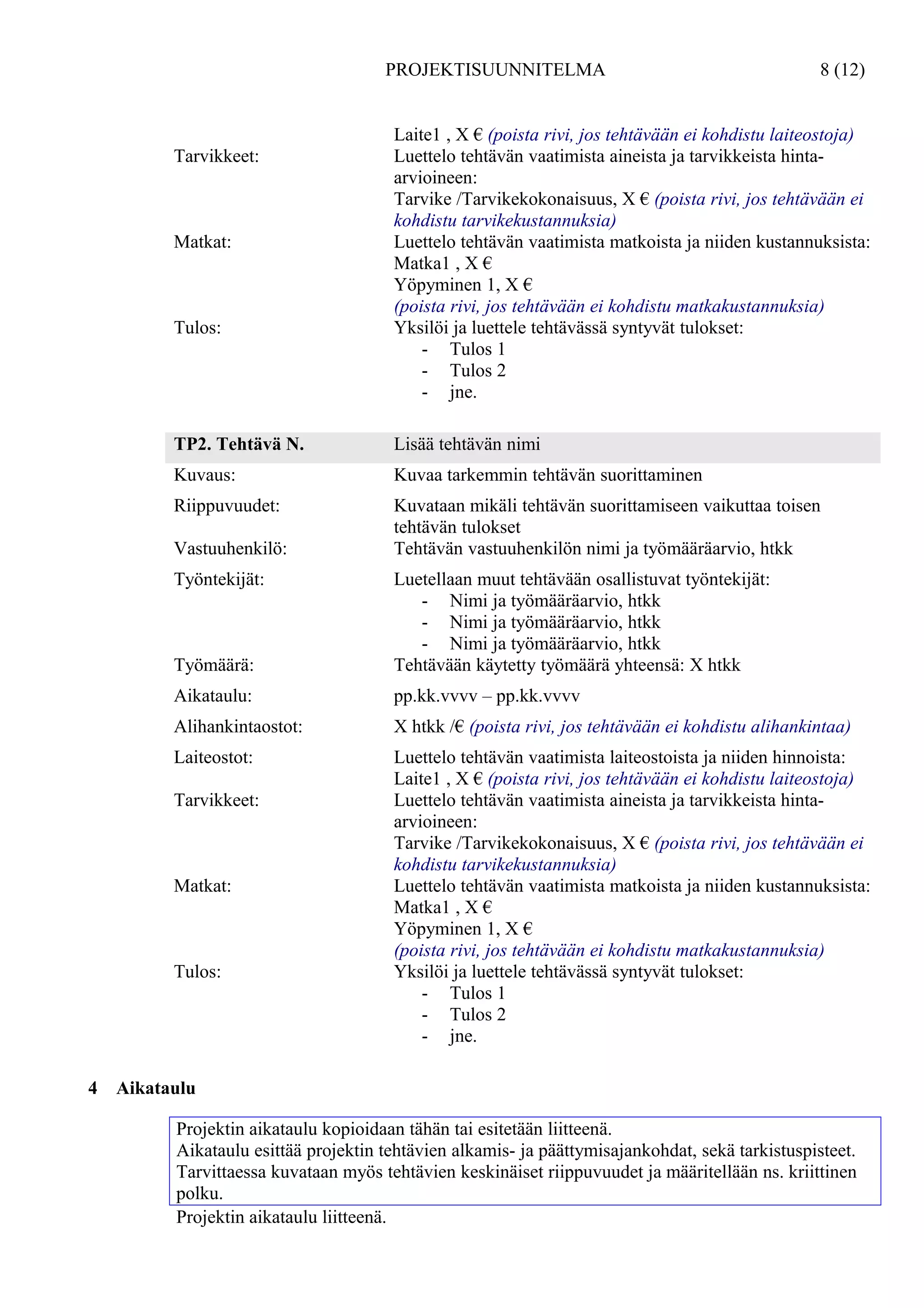 Projektisuunnitelman sisältömalli suuri_projekti | DOC