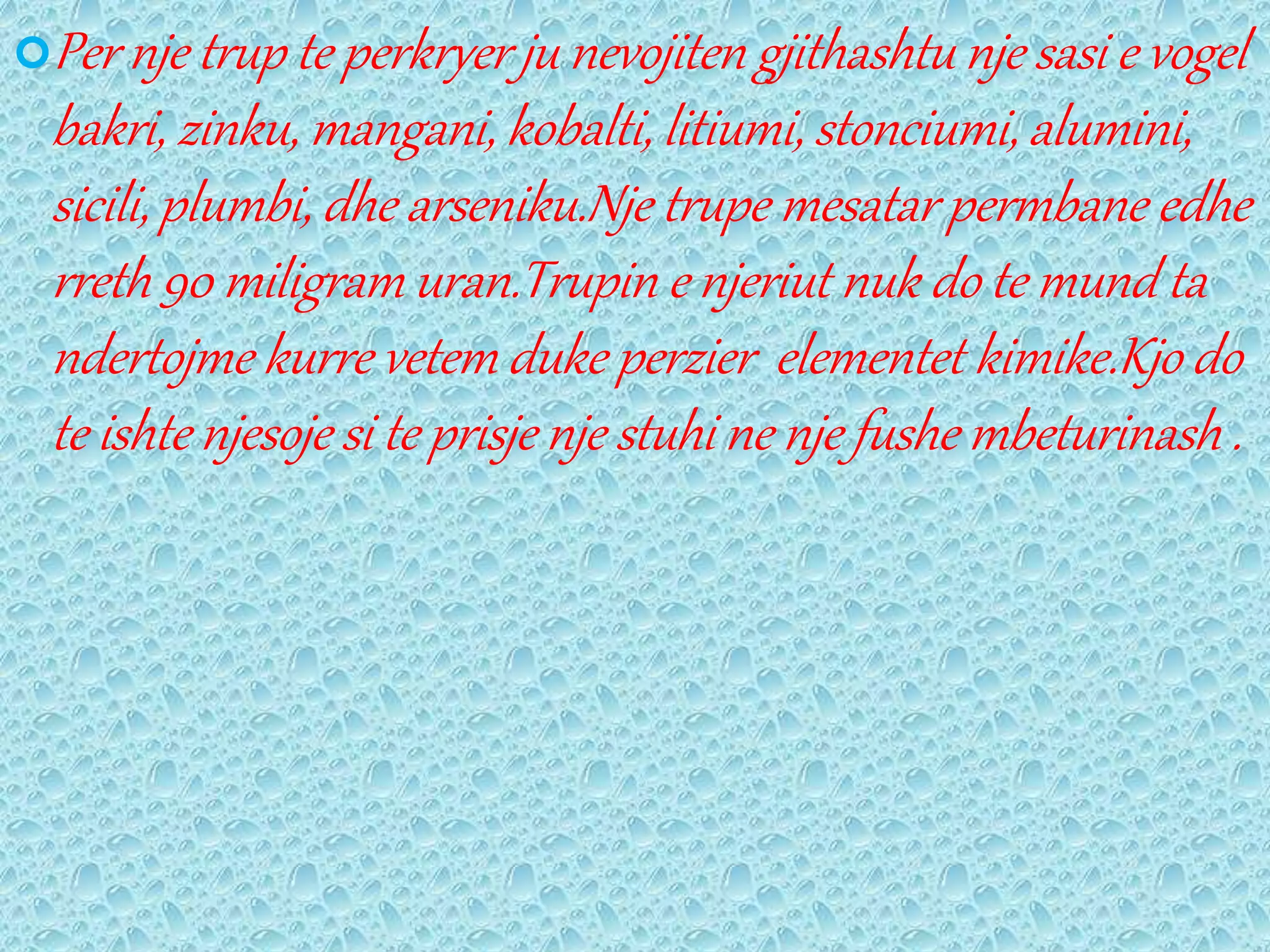 Projekt kimi roli i elementeve kimik ne organizmin e njeriut | PPTX