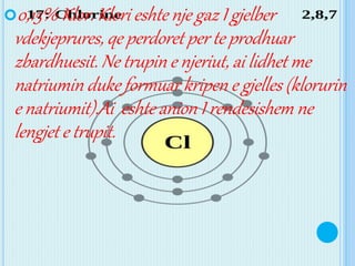 Projekt kimi roli i elementeve kimik ne organizmin e njeriut | PPTX