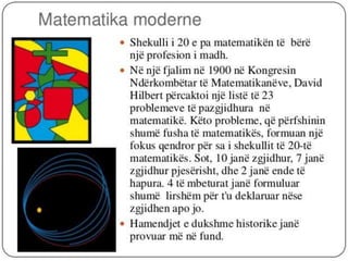 Zhvillimi i matematikes dhe matematicienet e njohur. | PPT