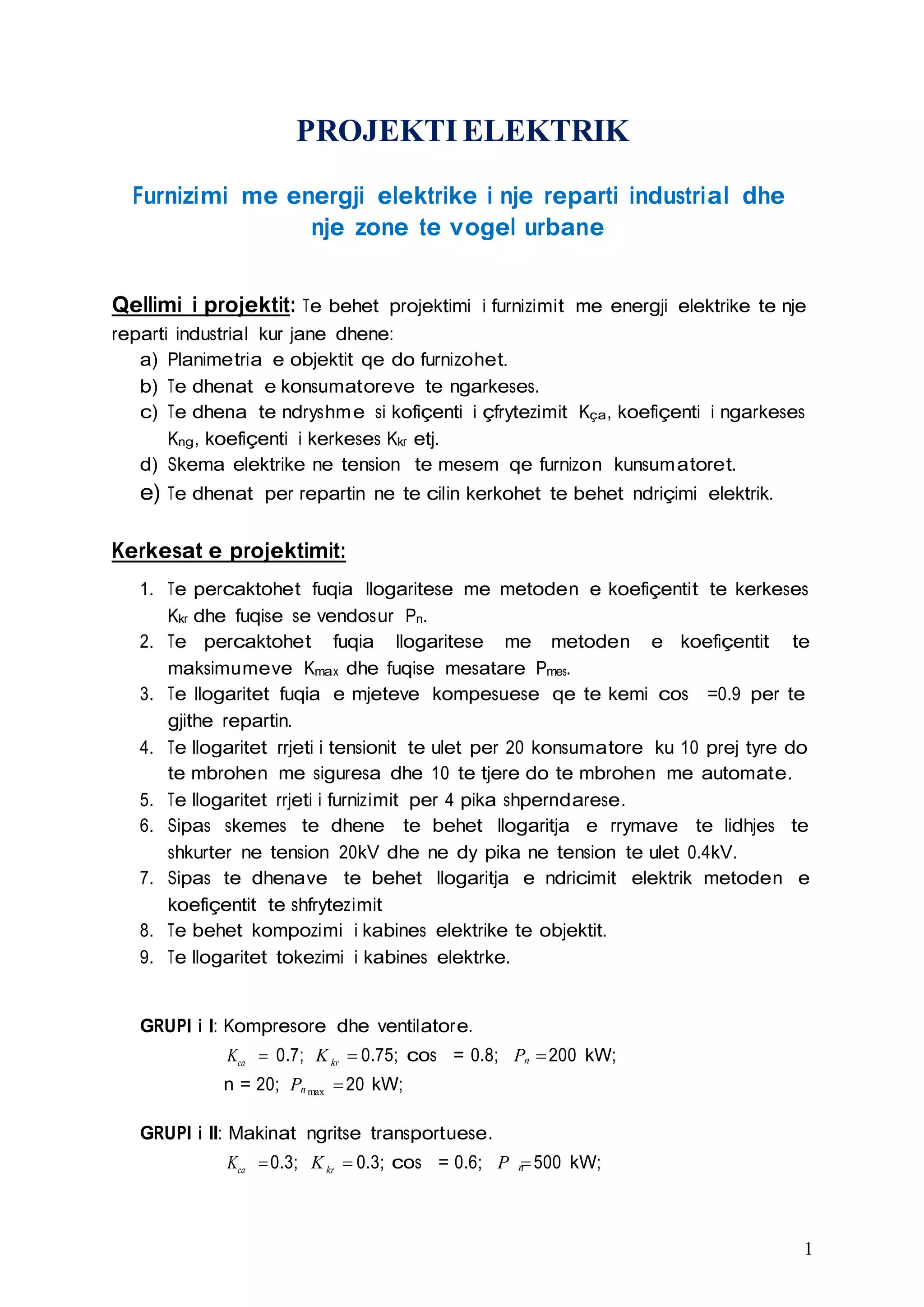Projekt kursi shperndarje dhe perdorimi i energjise elektrike | DOCX