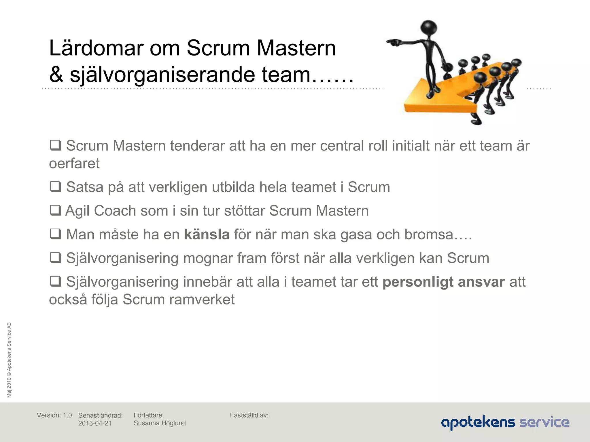 Projektledarrollen vs scrum master rollen | PPTX