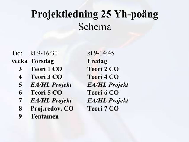 Projektledning intro teori 1 | PPTX | Educational Assessment | Education