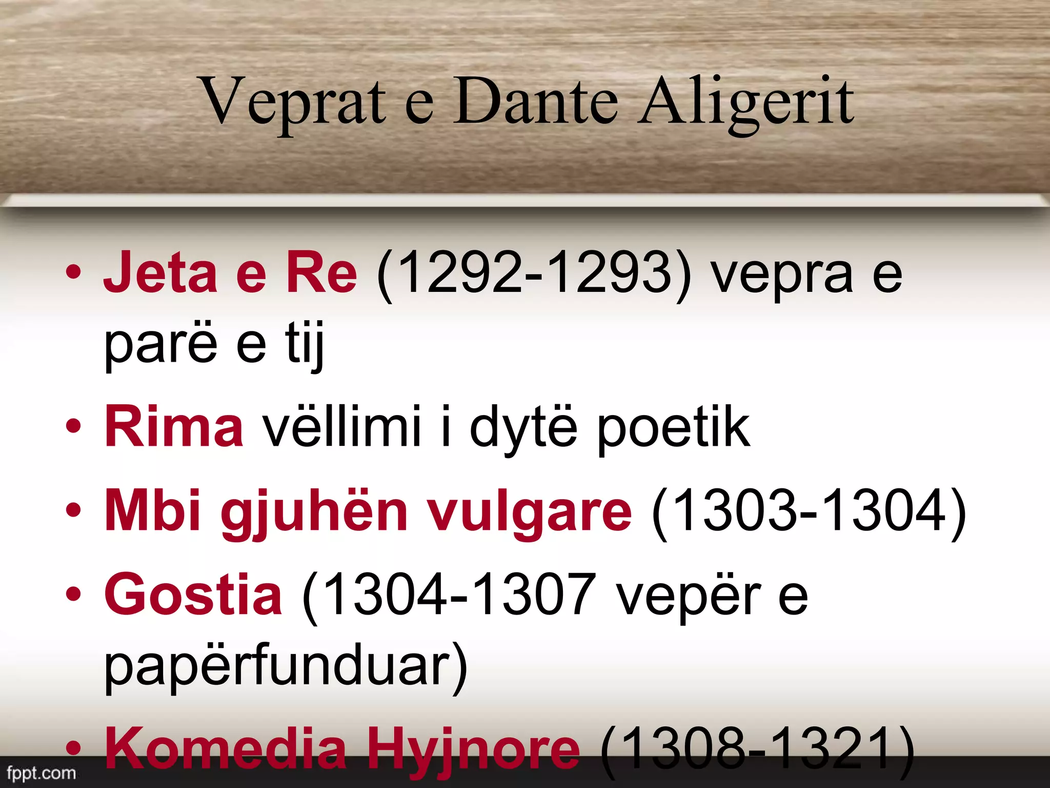Vepra Komedia Hyjnore. Dante Aligeri | PPTX